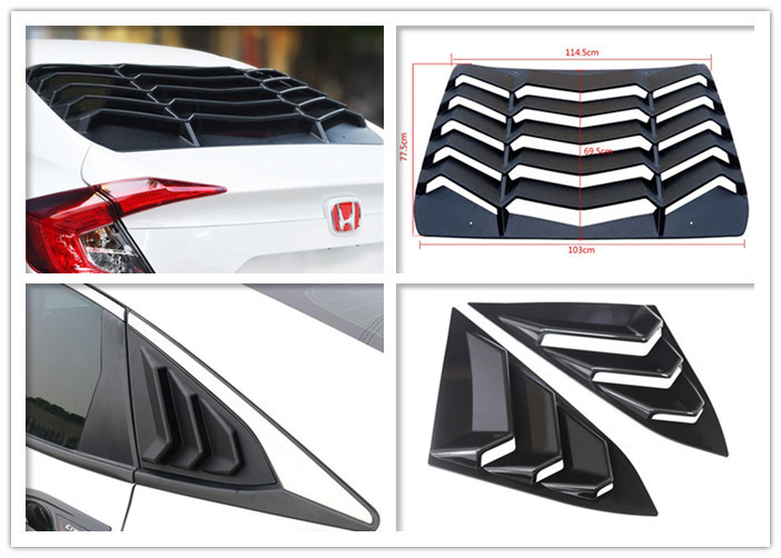 Sport Style Rear And Side Car Window Shutters For Honda Civic 2016 2018 ...